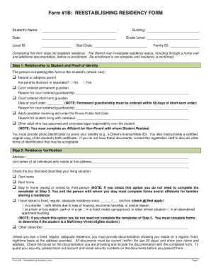 Fillable Online Form #1B: REESTABLISHING RESIDENCY FORM Fax Email Print ...