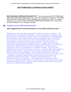 Fillable Online kvatro Irs Form 8938 Continuation Sheet. Irs Form 8938 ...