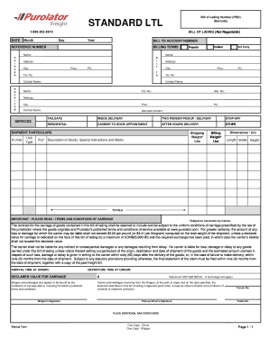 Fillable Online Bill of Lading Number (PRO) STANDARD LTL (Barcode) Fax ...