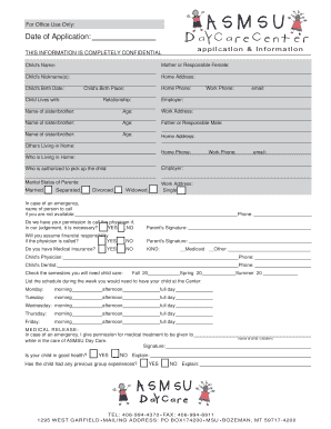 Fillable Online montana Daycare Application - Montana State University ...
