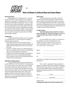 Fillable Online Waiver and Release of Liability and Name and Likeness ...