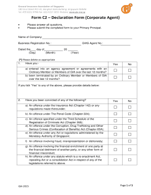 Fillable Online Form C2 Declaration Form (Corporate Agent) - axa.com.sg Fax Email Print - pdfFiller