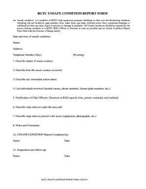 Fillable Online Bgtc INCIDENT REPORT FORM Fax Email Print - pdfFiller