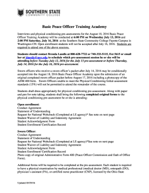 Fillable Online sscc Basic Peace Officer Training Academy - sscc Fax ...