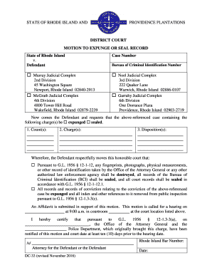 Fillable Online courts ri MOTION TO EXPUNGE OR SEAL RECORD Fax Email ...