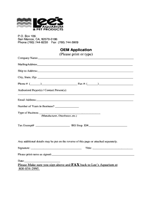 Fillable Online OEM Application Fax Email Print - pdfFiller