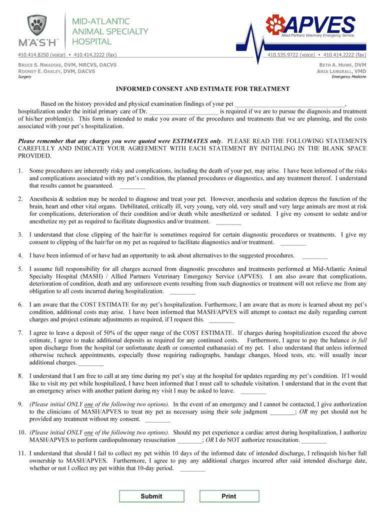 Fillable Online Informed Consent and Estimate Form.doc Fax Email Print ...