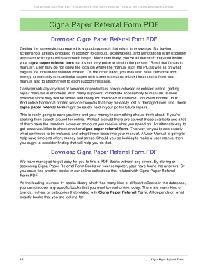 Fillable Online Cigna Paper Referral Form. cigna paper referral form ...