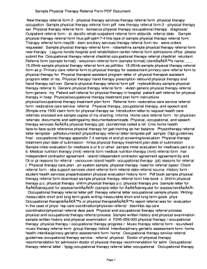 Fillable Online pla-net Sample Physical Therapy Referral Form PDF ...