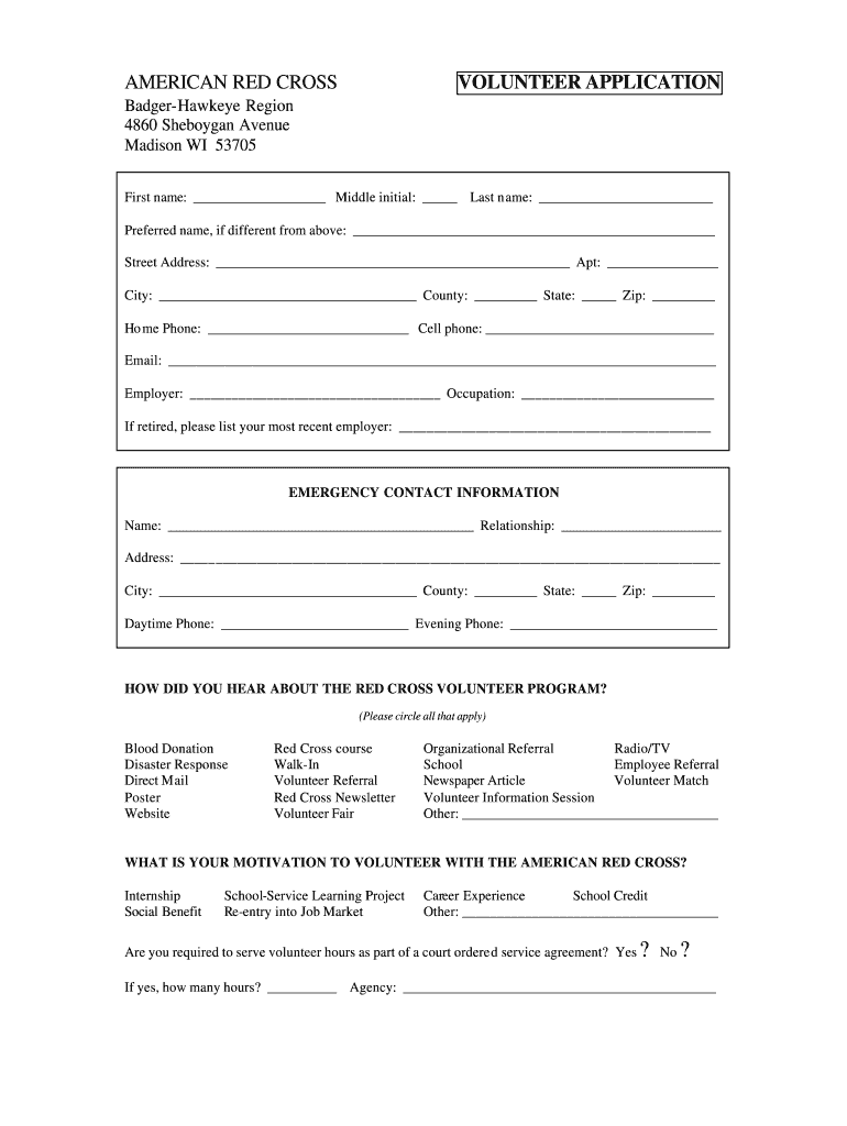 Fillable Online givebloodgivelife AMERICAN RED CROSS VOLUNTEER ...