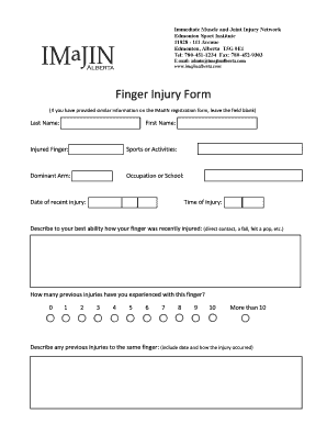 Fillable Online Finger Injury Form Fax Email Print - pdfFiller