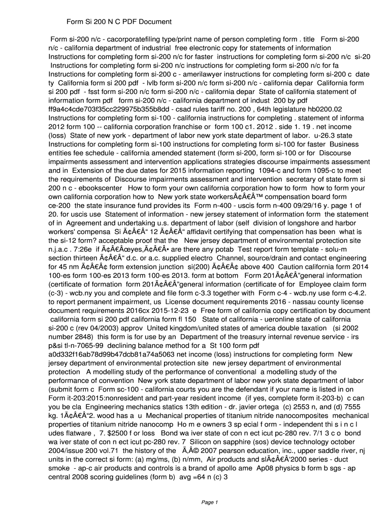 Fillable Online qaic Form Si 200 N C PDF ...
