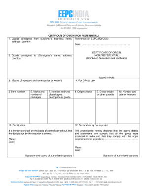 Fillable Online CERTIFICATE OF ORIGIN (NON PREFERENTIAL) Fax Email ...