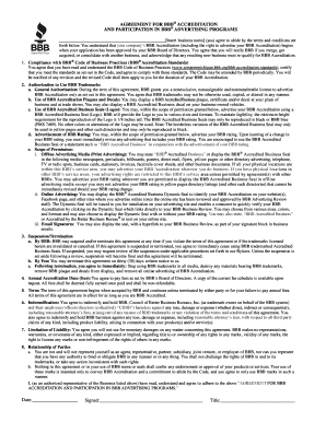 Fillable Online bbb AGREEMENT FOR BBB ACCREDITATION Fax Email Print ...