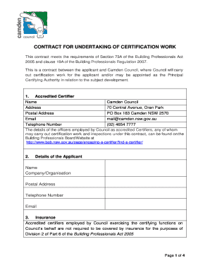 Fillable Online Contract for Certification Works - Camden Council Fax ...