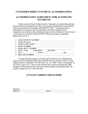 Fillable Online CUSTOMER DIRECT PAYMENT AUTHORIZATION Fax Email Print - pdfFiller