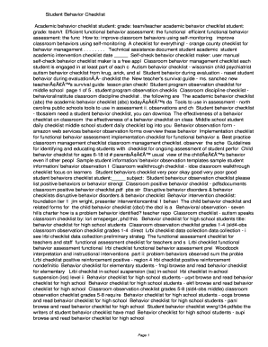 Fillable Online roqqp Student Behavior Checklist. Student Behavior ...