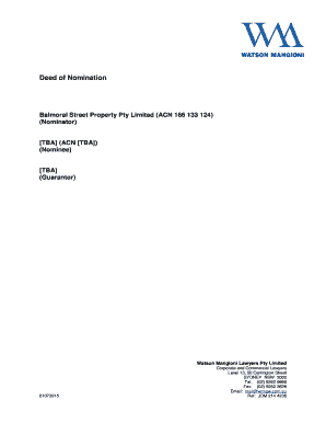 Fillable Online Deed of Nomination Fax Email Print - pdfFiller