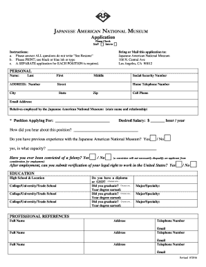 Fillable Online JAPANESE AMERICAN NATIONAL MUSEUM Application Fax Email ...