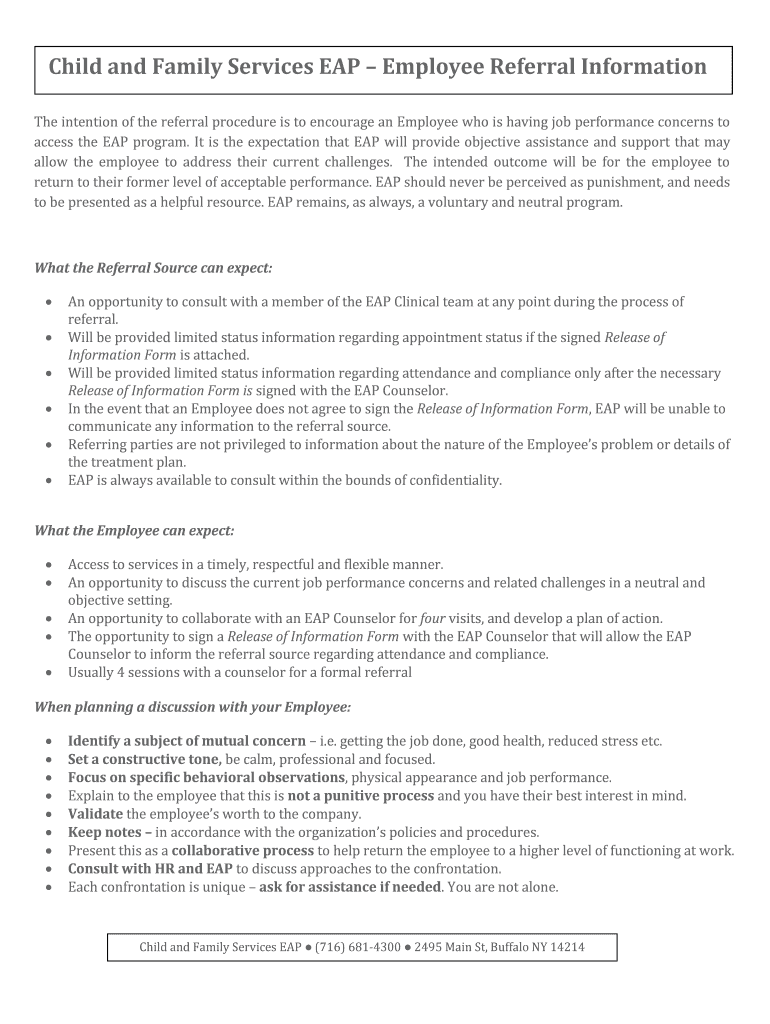 Fillable Online eap cfsbny Child and Family Services EAP Employee ...