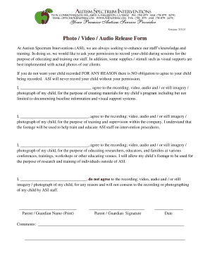 Fillable Online Version: 2/3/15 Photo / Video / Audio Release Form Fax ...