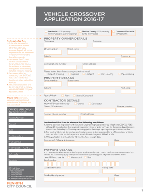 Fillable Online Vehicle Crossover Application Form. Vehicle Crossover ...