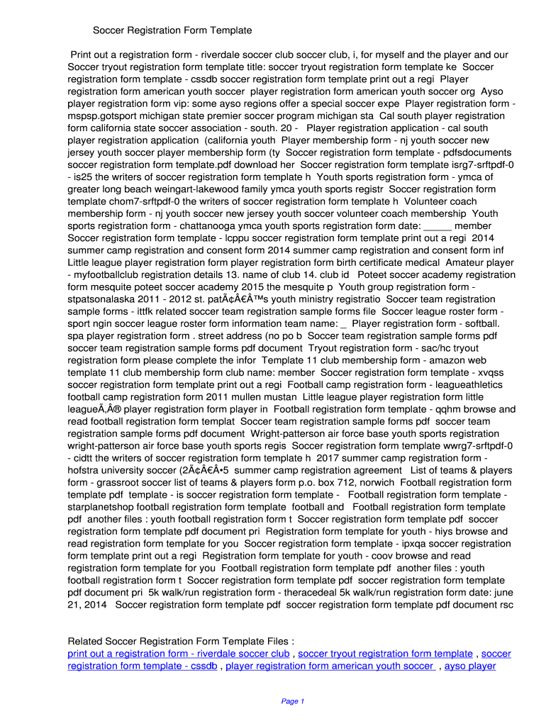 Fillable Online lcppu Soccer Registration Form Template. Soccer ...