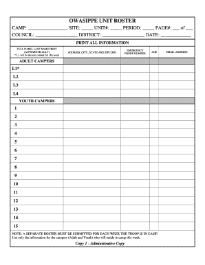 Fillable Online OWASIPPE UNIT ROSTER Fax Email Print - pdfFiller