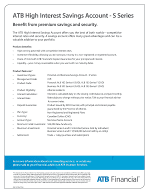 Fillable Online ATB High Interest Savings Account - S Series Fax Email ...