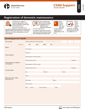 Fillable Online ird govt Registration of domestic maintenance Fax Email ...