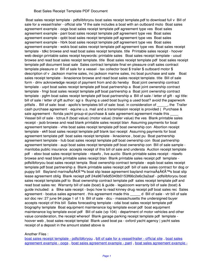 Fillable Online mhcv Boat Sales Receipt Template PDF ...