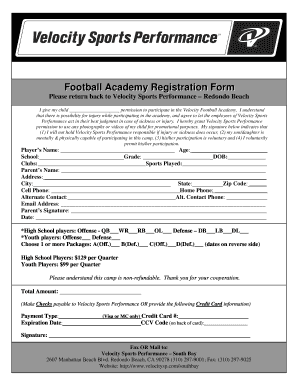 Fillable Online Football Academy Registration Form Fax Email Print - pdfFiller