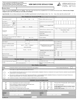 Fillable Online Payroll New Employee Form v4 - Adrian Mooy & Co Fax ...