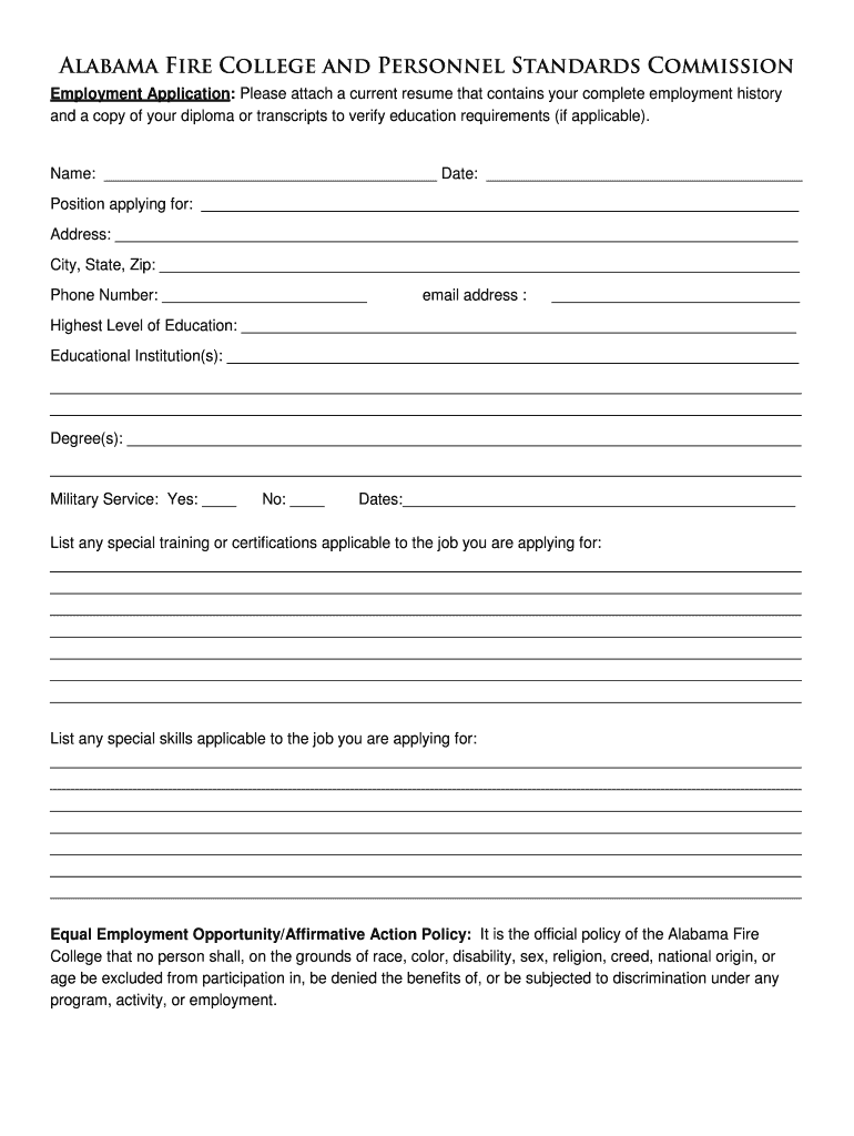 Fillable Online alabamafirecollege Job Description - The Alabama Fire College Fax Email Print ...