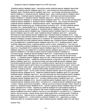 Fillable Online lvlb Substitute Teacher Feedback Report Form PDF ...