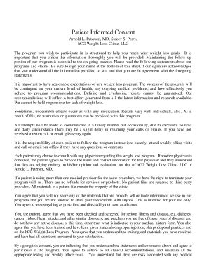 Fillable Online Patient Informed Consent - hCG Diet Fax Email Print ...