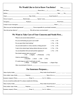 Fillable Online We Want to Take Care of Your Concerns and Needs First ...