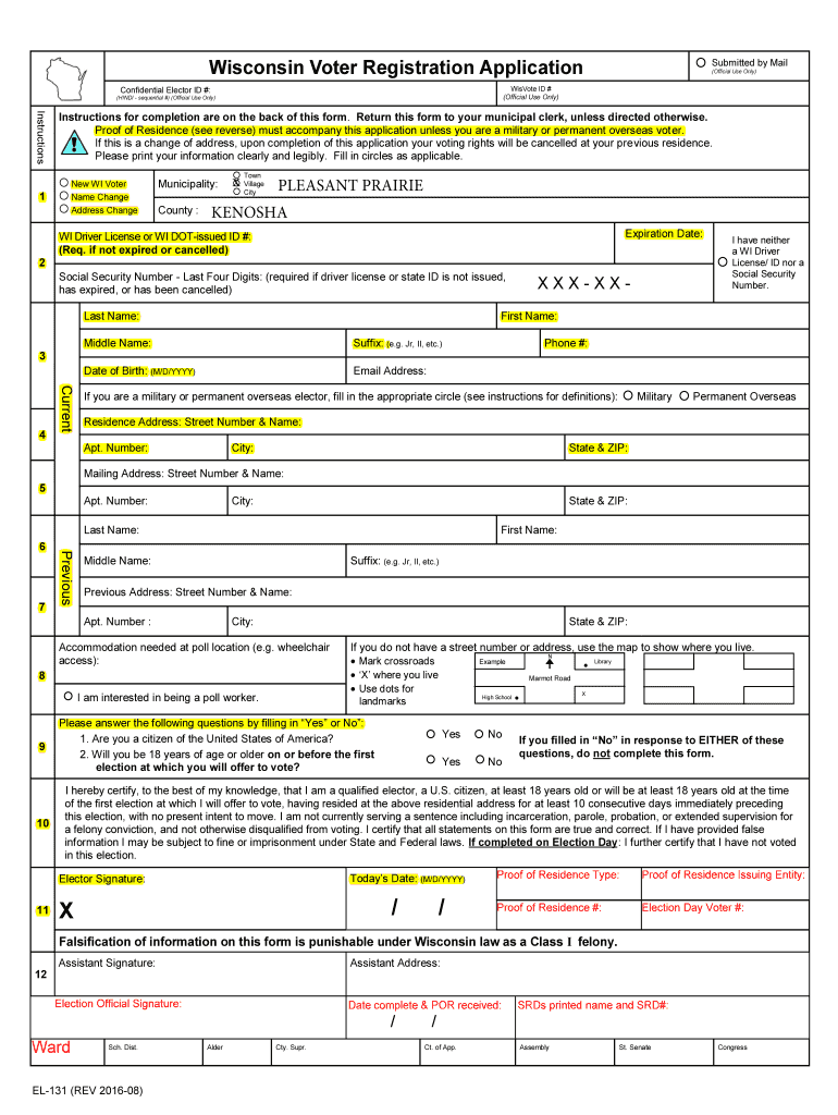 Fillable Online WisVote ID # Fax Email Print - pdfFiller