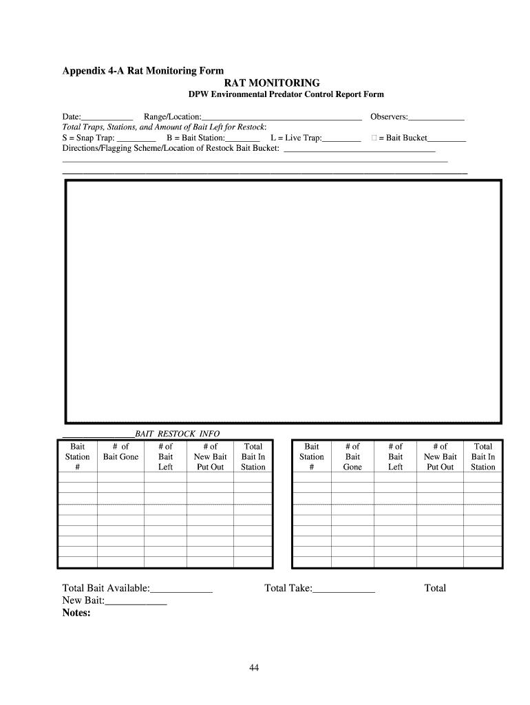 Fillable Online manoa hawaii Appendix 4-A Rat Monitoring Form RAT ...