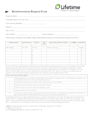 Fillable Online Reimbursement Request Form - lifetimebenefitsolutions ...