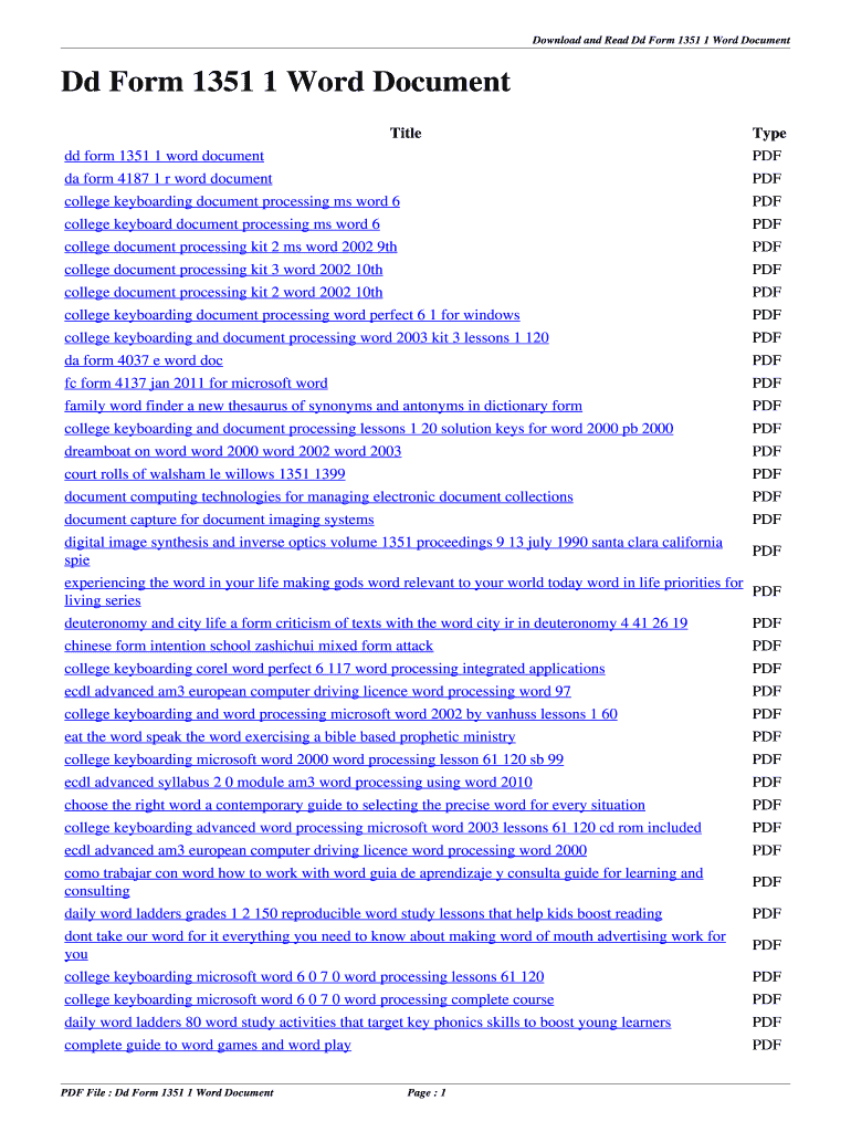 Fillable Online olengo Dd Form 1351 1 Word Document. dd form 1351 1 ...