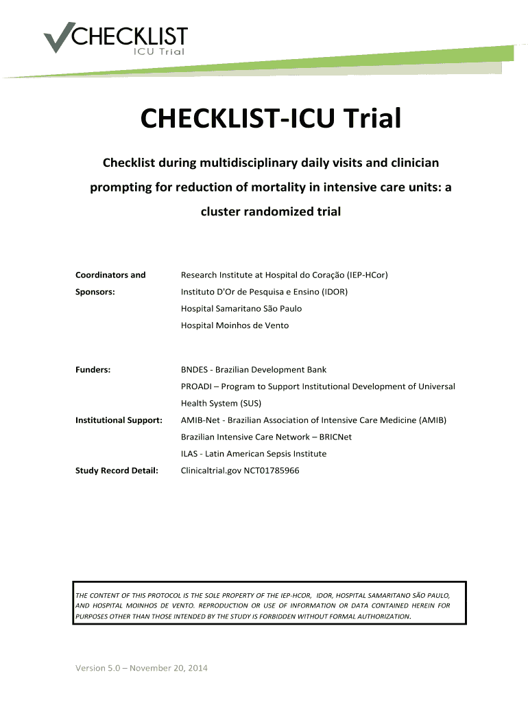 Fillable Online CHECKLIST-ICU Trial Fax Email Print - pdfFiller