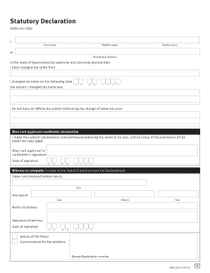 Fillable Online Statutory Declaration - name change. Statutory ...