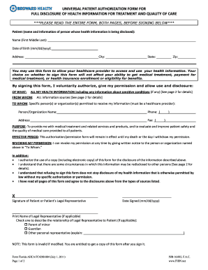 Fillable Online browardhealth (HIE) Consent / Universal Patient ...