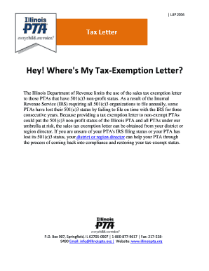 Fillable Online Hey! Where 's My Tax-Exemption Letter? - illinoispta ...
