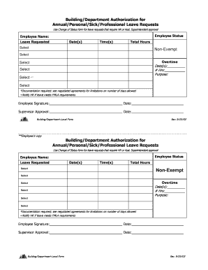Fillable Online Annual/Personal/Sick/Professional Leave Request Fax ...