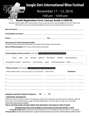 Fillable Online Booth Registration Form. Cost per booth is $200.00. Fax ...