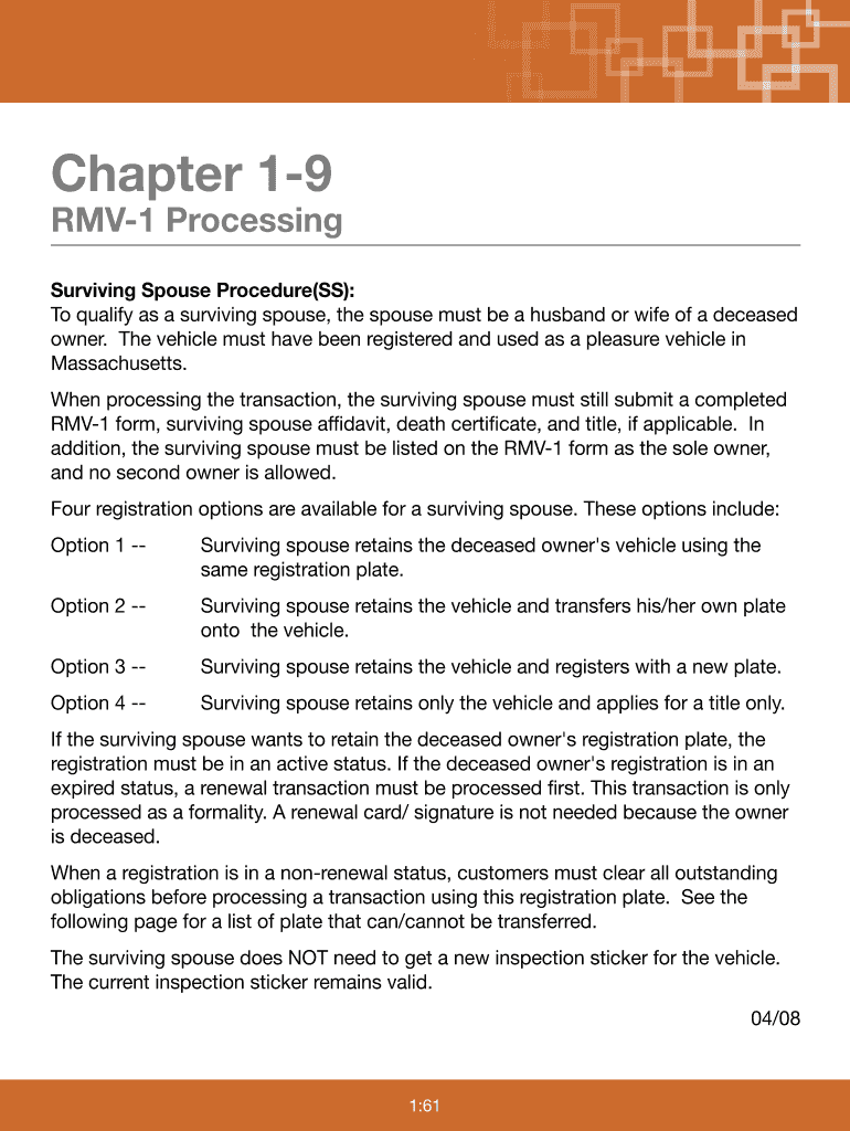 Fillable Online RMV-1 Processing Fax Email Print - pdfFiller