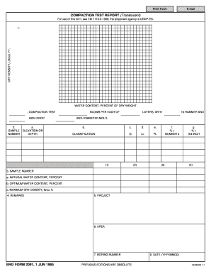 Fillable Online publications usace army ENG Form 2091 Compaction Test ...