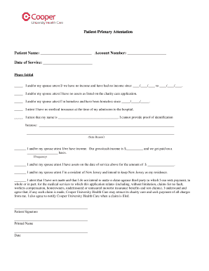 Fillable Online assets cooperhealth Patient Primary Attestation Patient ...